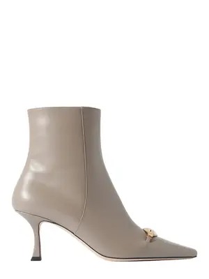 JIMMY CHOO Ryker 70 Embellished Leather Ankle Boots - Neutrals