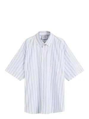 Vetements Pinstripe Short Sleeve Shirt - Light Blue Stripe