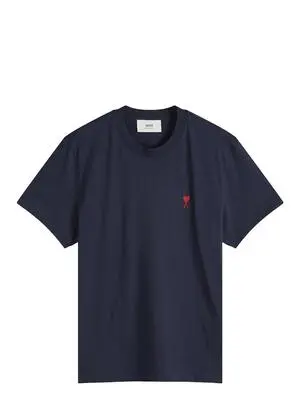 Ami Small Red Adc Classic T-shirt Night Blue