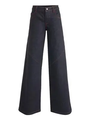 JENDUE Davidson Wide-leg Pants - Deep Blue