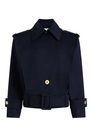 Patou Belted Wool Jacket - Blue