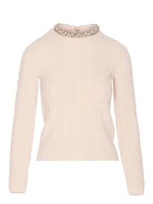 Valentino Garavani Cable-knit Crewneck Jumper - Pink