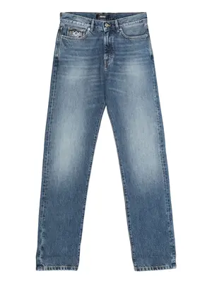 VERSACE Versace Barocco-Detail Straight Leg Jeans