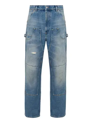 Moschino Panelled Straight Leg Jeans - Blue