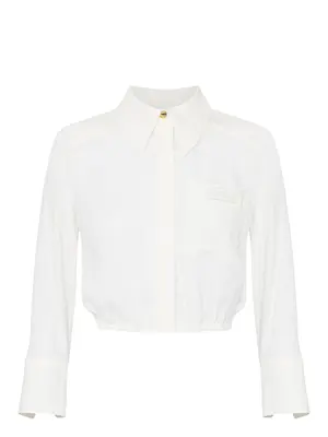 Elisabetta Franchi Georgette Cropped Blouse - White