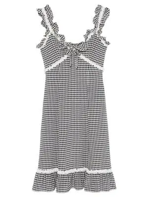 Alessandra Rich Grid-pattern Midi Dress - Blue
