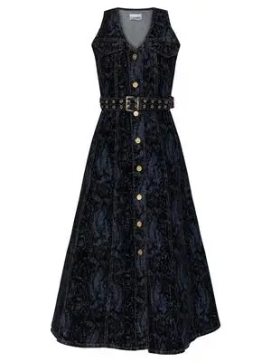 GANNI V-neck Midi Dress - Blue