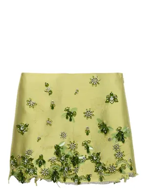 Prada Crystal-embellished Mini Skirt - Green