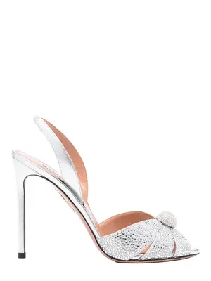AQUAZZURA 105mm Italian Flirt Sandals - Silver
