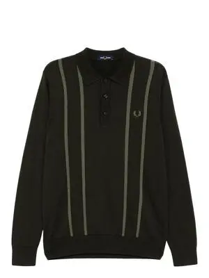 Fred Perry Striped Knit Polo Shirt - Green