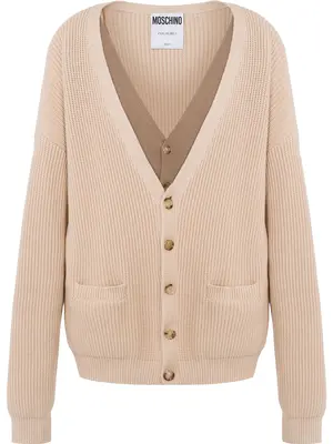 Moschino Ribbed-knit Cardigan - Neutrals