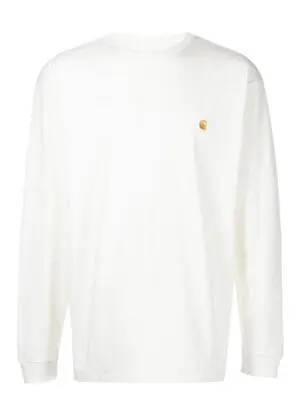 Carhartt Wip Long Sleeve Chase T-shirt - White/gold