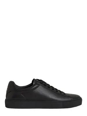 REISS Finley Leather Low-top Trainers - All Black