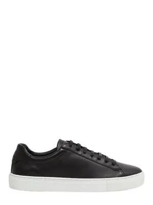 REISS Finley Leather Low-top Trainers - Black