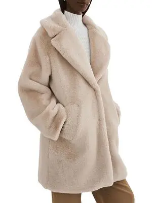 LAMARQUE Linnea Faux Fur Coat - Oat