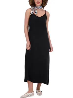 POINT Brushed A-line Slip Dress - Black