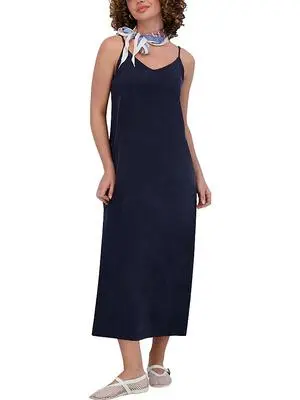 POINT Brushed A-line Slip Dress - Navy