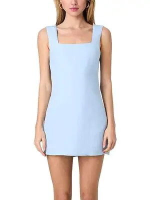 French Connection Birdie Linen Blend Square Neck Mini Dress - Cashmere Blue