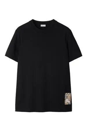 Burberry Check Label Cotton T-shirt - Black