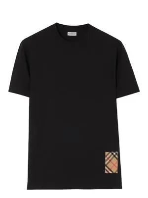 Burberry Check Label Cotton T-shirt - Black