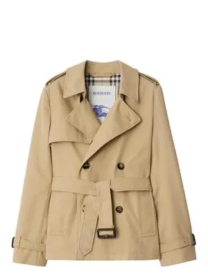 Burberry Cotton Blend Trench Jacket - Beige