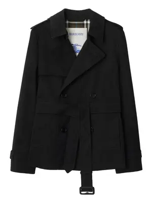 Burberry Cotton Blend Trench Jacket Black