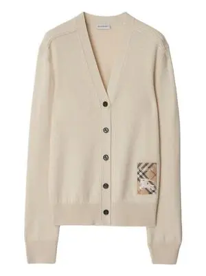 Burberry Check Label Wool Cardigan - Nutmeg
