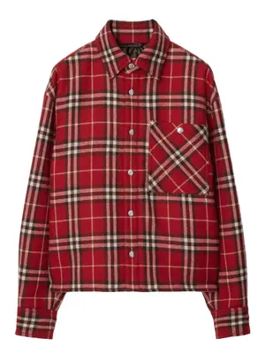 Burberry Check Wool Overshirt Geranium