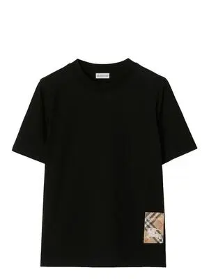 Burberry Check Label Cotton T-shirt - Black