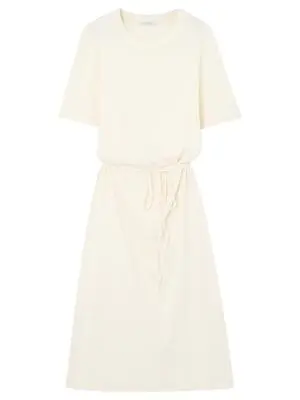 LEMAIRE Belted Cotton-jersey Midi Dress - Neutrals