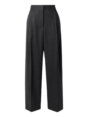 Christopher Esber Pleated Pinstriped Twill Straight-leg Trousers - Gray