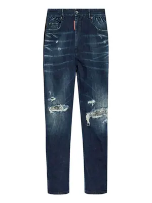 Dsquared2 Distressed Straight Leg Jeans - Blue