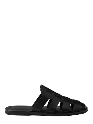 Prada Leather Fisherman Mules - Black