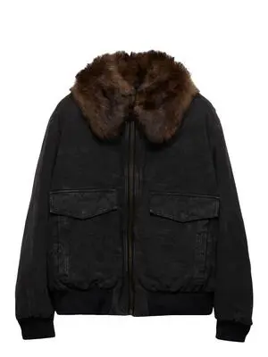 Prada Cotton Shearling-collar Jacket - Black