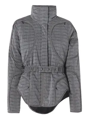Alexander McQueen Long Now Padded Matelassé Checked Shell Jacket - Gray