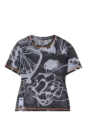 Alexander McQueen Printed Stretch-mesh T-shirt - Black