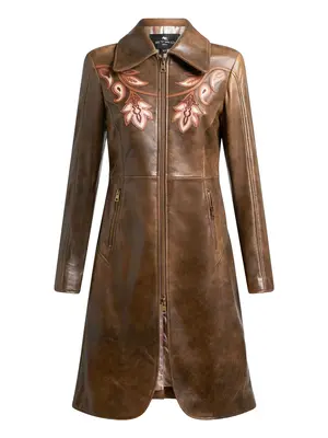 Etro Leather Coat - Brown