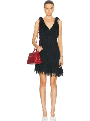 Bottega Veneta Fringe Crepe Mini Dress - Black