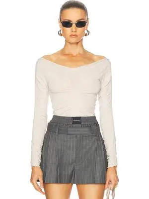 Alexander Wang Wide V-neck Pullover Top - Cement