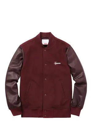 Supreme Crew Varsity Jacket - Burgundy