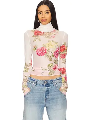 AFRM Zadie Mesh Top - Falling Roses