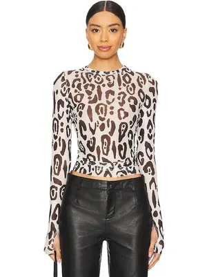 AFRM AFRM Kaylee Top In Beige.  Stark Leopard
