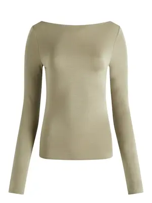 Joah Brown Boatneck Long Sleeve Top - Sage