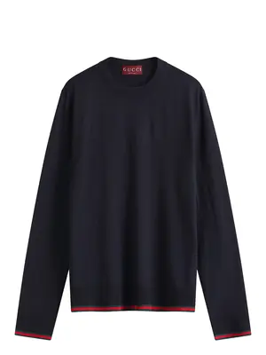 Gucci Fine Gauge Wool Crewneck Knit - Ink/green/red
