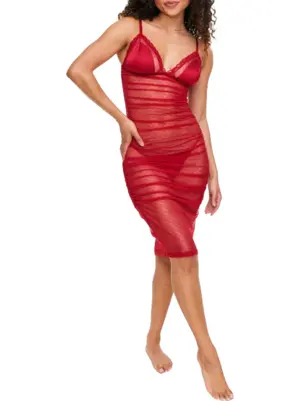 ADORE ME Marietta Bodycon Slip & G-string Set Lingerie Dark Red