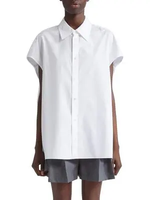 Marni Embroidered Logo Cotton Poplin Shirt - Lily/ White