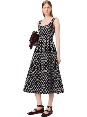 Maje Jacquard Knit Midi Dress - Black / White