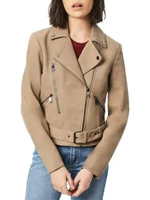 Bernardo Spessa Leather Moto Jacket - Taupe