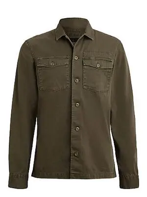 ALLSAINTS Spotter Patch-pocket Slim-fit Cotton Overshirt - Cargo Green