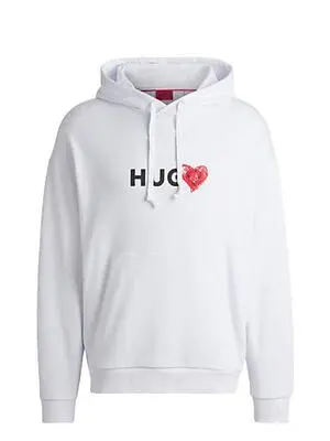 Hugo Brand-print Cotton-jersey Hoody - White